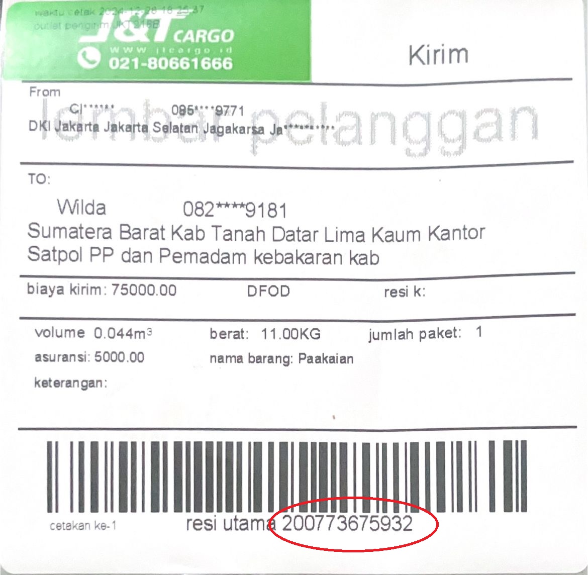 Kirim Dokumen, Paket Besar dan Motor - JNT Cargo JKT218B Jagakarsa ...